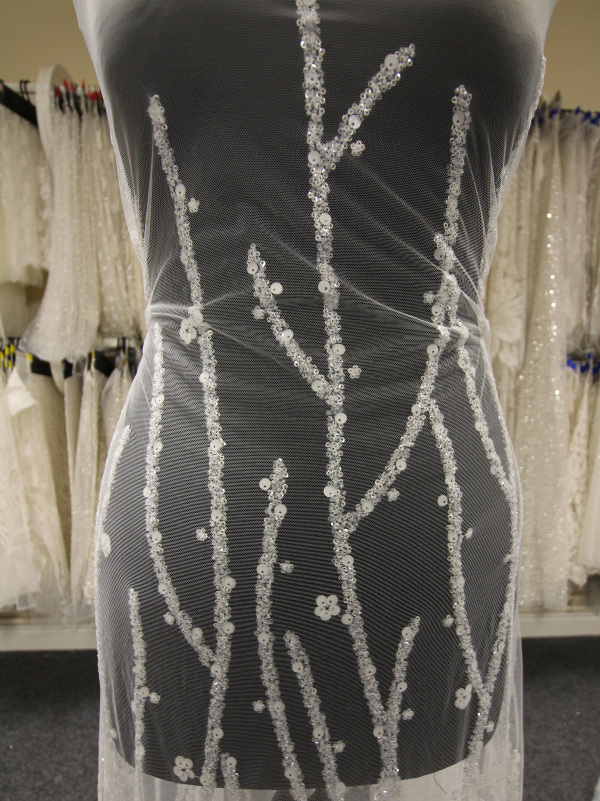 Ivory Sequined Lace – Azra