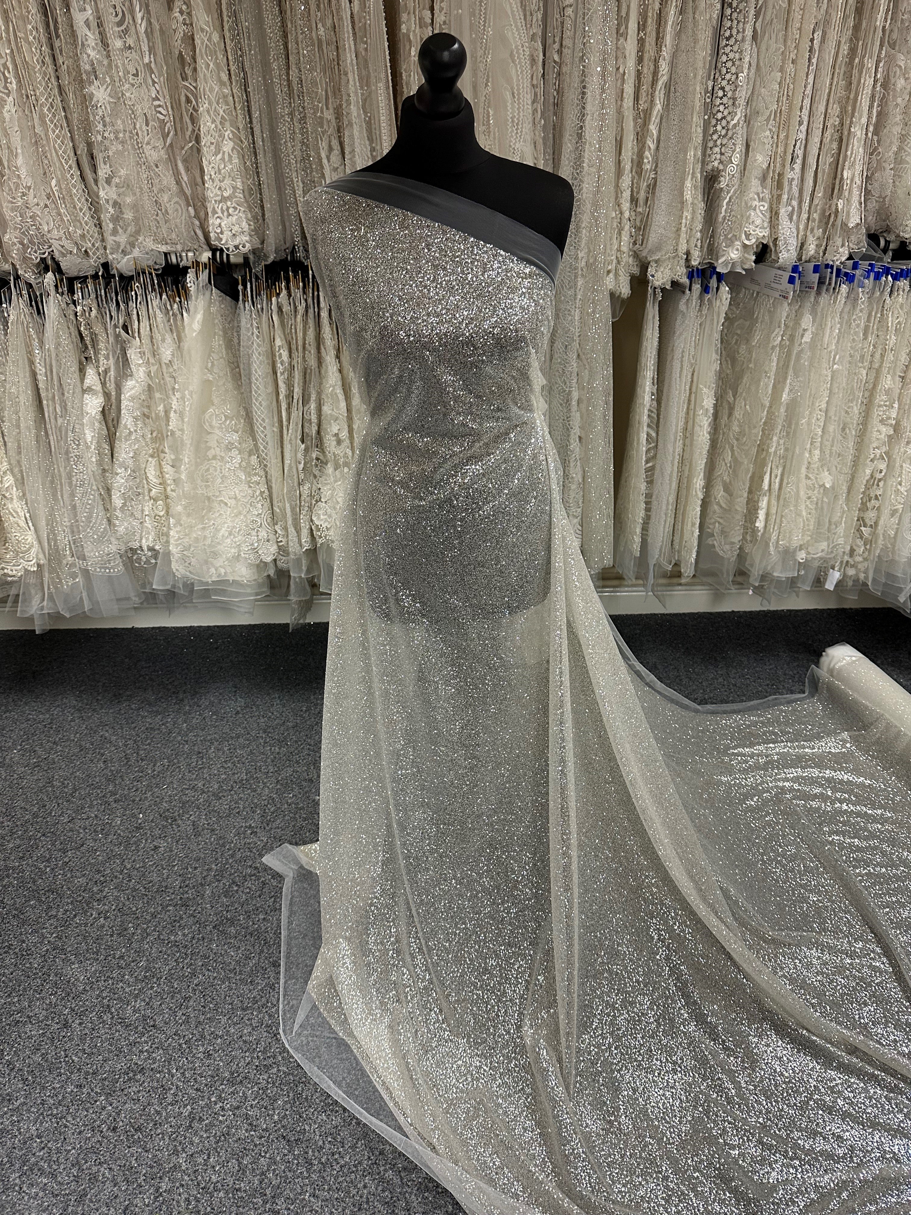 Silver Glitter Fabric - Battenberg
